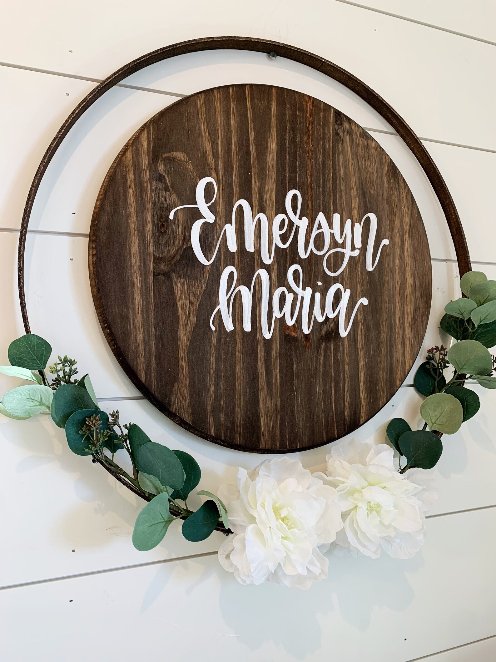 Round Nursery Name Sign Rustic Nursery Decor Boho Chic | Etsy