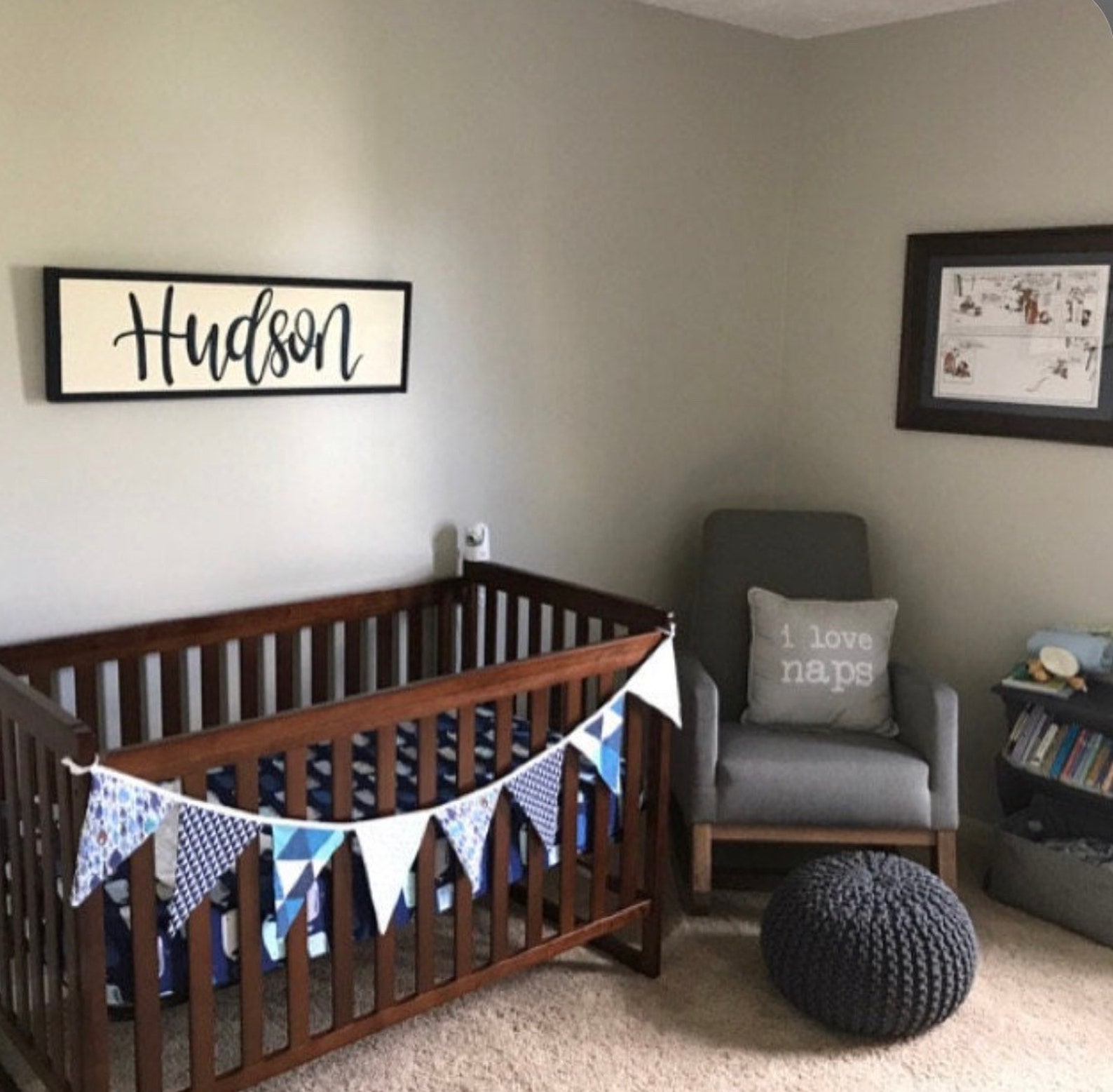 Nursery Name Sign Boy Wood Name Sign Over Crib Sign Framed - Etsy Ireland