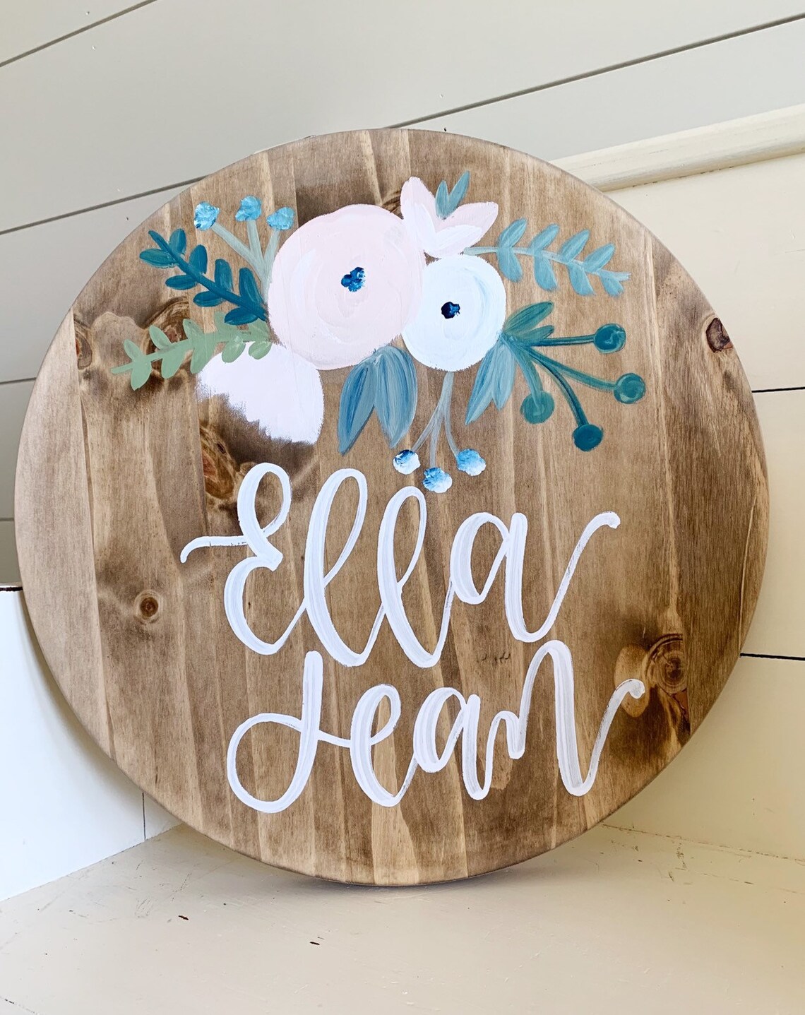 Round Name Sign Rustic Nursery Decor Baby Name Sign Boho - Etsy