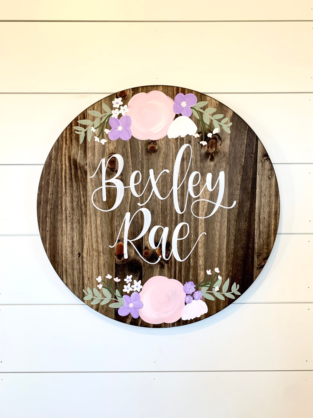 Large Round Nursery Name Sign, Girl Nursery Decor, 3D Baby Name Sign ...