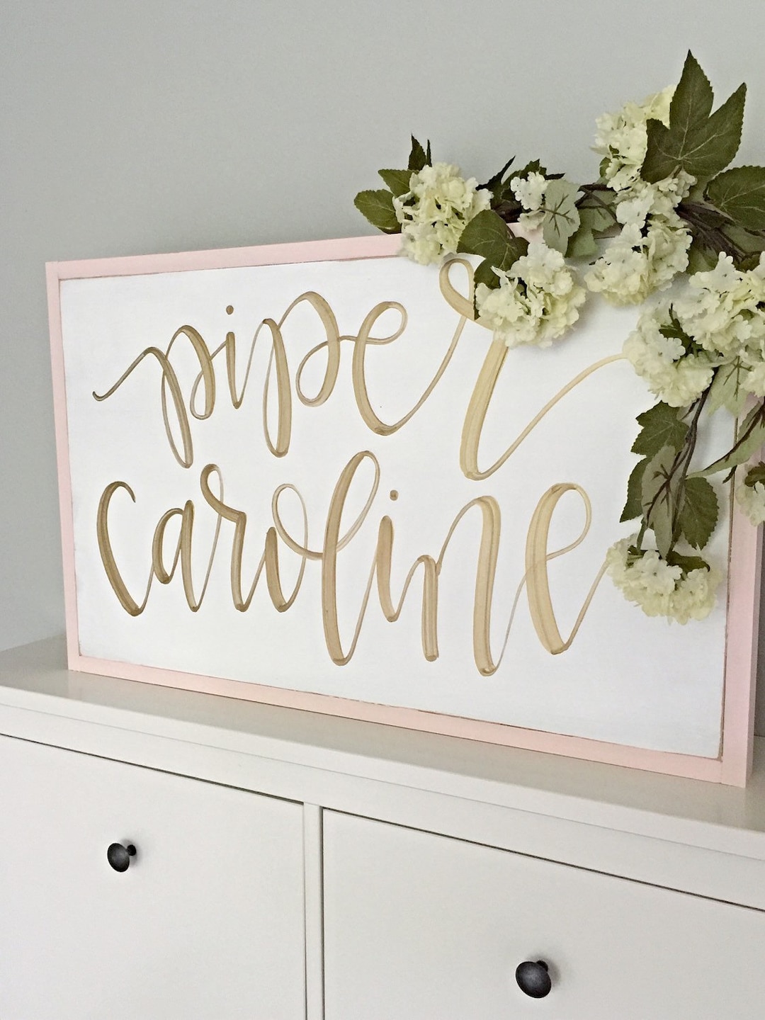 Girl Nursery Sign | Hand Painted Calligraphy | Nursery Name Sogn ...