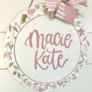 Hospital Door Hanger Girl, Nursery Name Sign Flowers, Birth Stats Sign ...