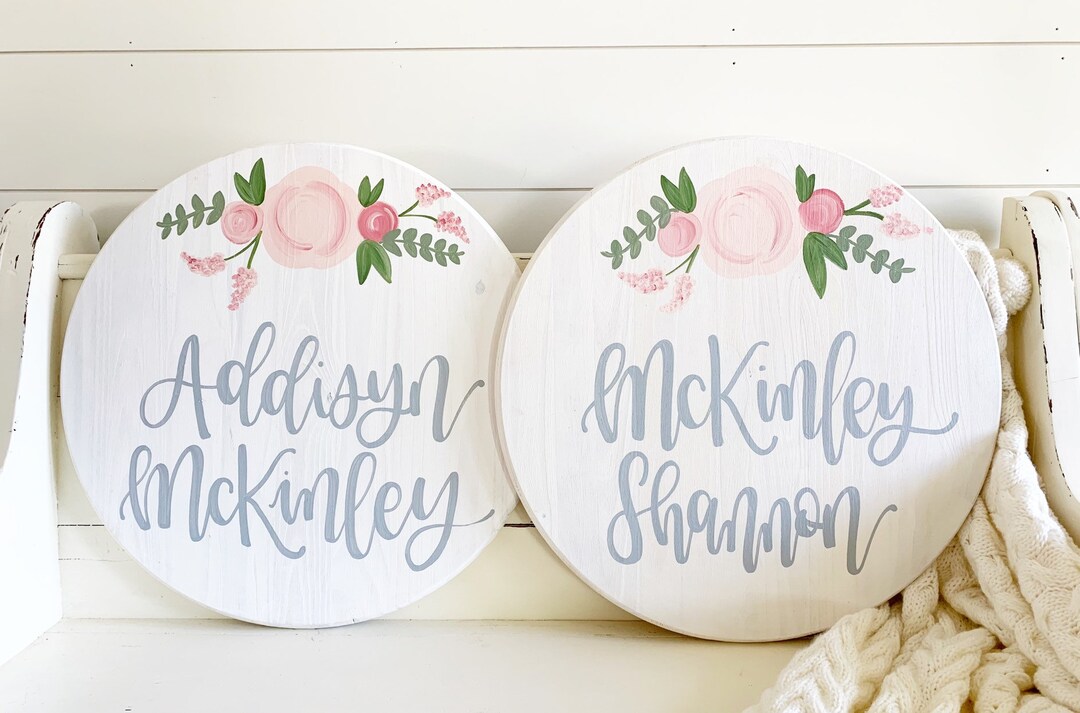 Round Nursery Name Sign | Round Name Sign Wood | Custom Name Sign ...