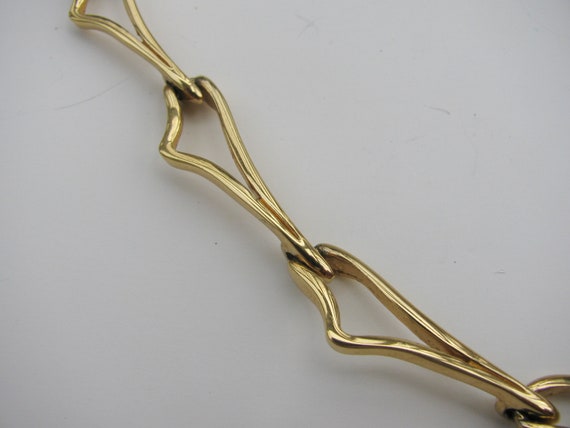 Vintage 1960s Ivory Enamel Shell and Gold Link Neckla… - Gem