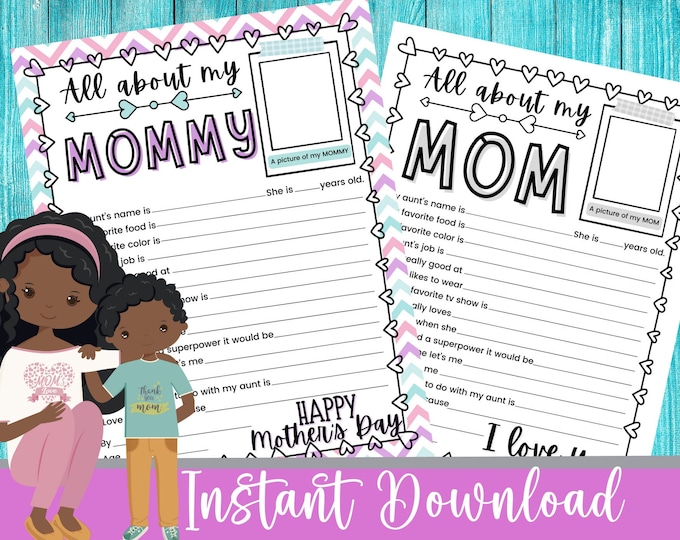 Mother's Day Coloring Pages, All About My Mom Printable, Gift for Mom ...