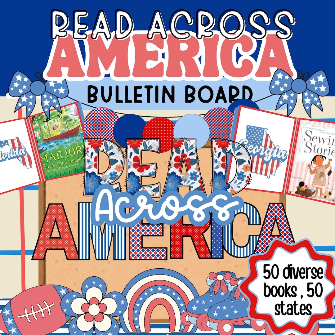 Read Across America Bulletin Board Kit | 50 Diverse State Books ...