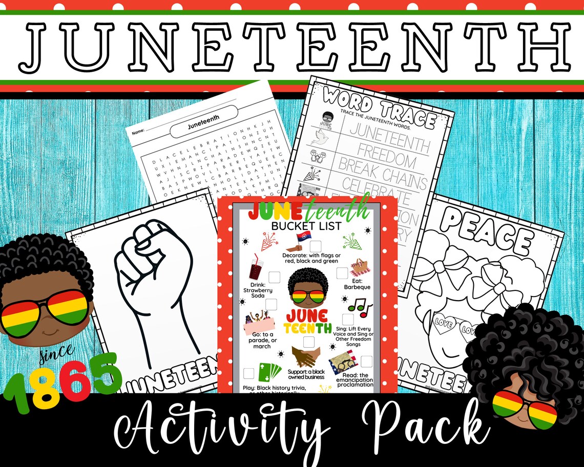 PRINTABLE Juneteenth Coloring Pages, Banner, Bookmarks and Activity ...