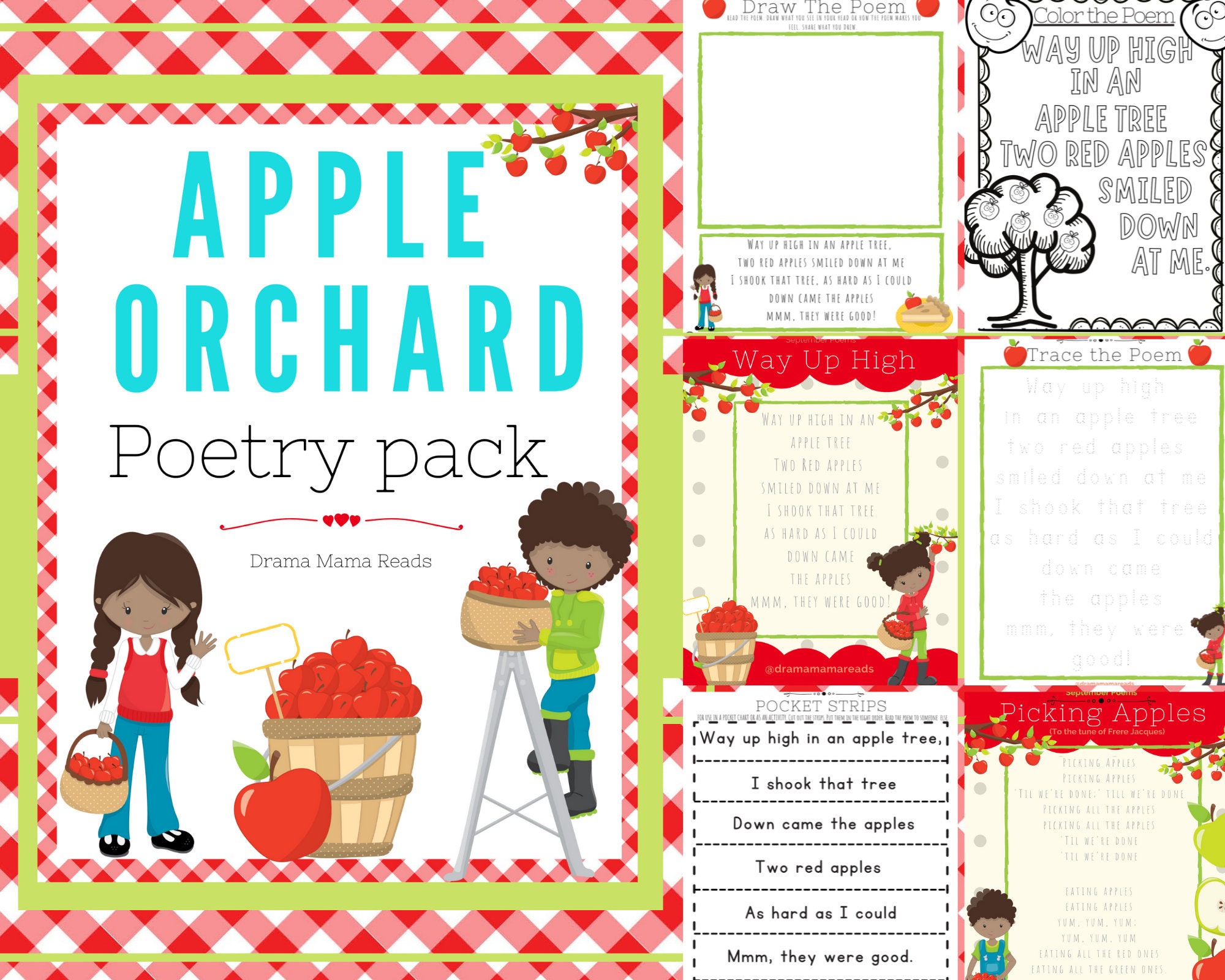 PRINTABLE APPLE ORCHARD Poetry Pack, Coloring Pages, Worksheets, Pocket ...