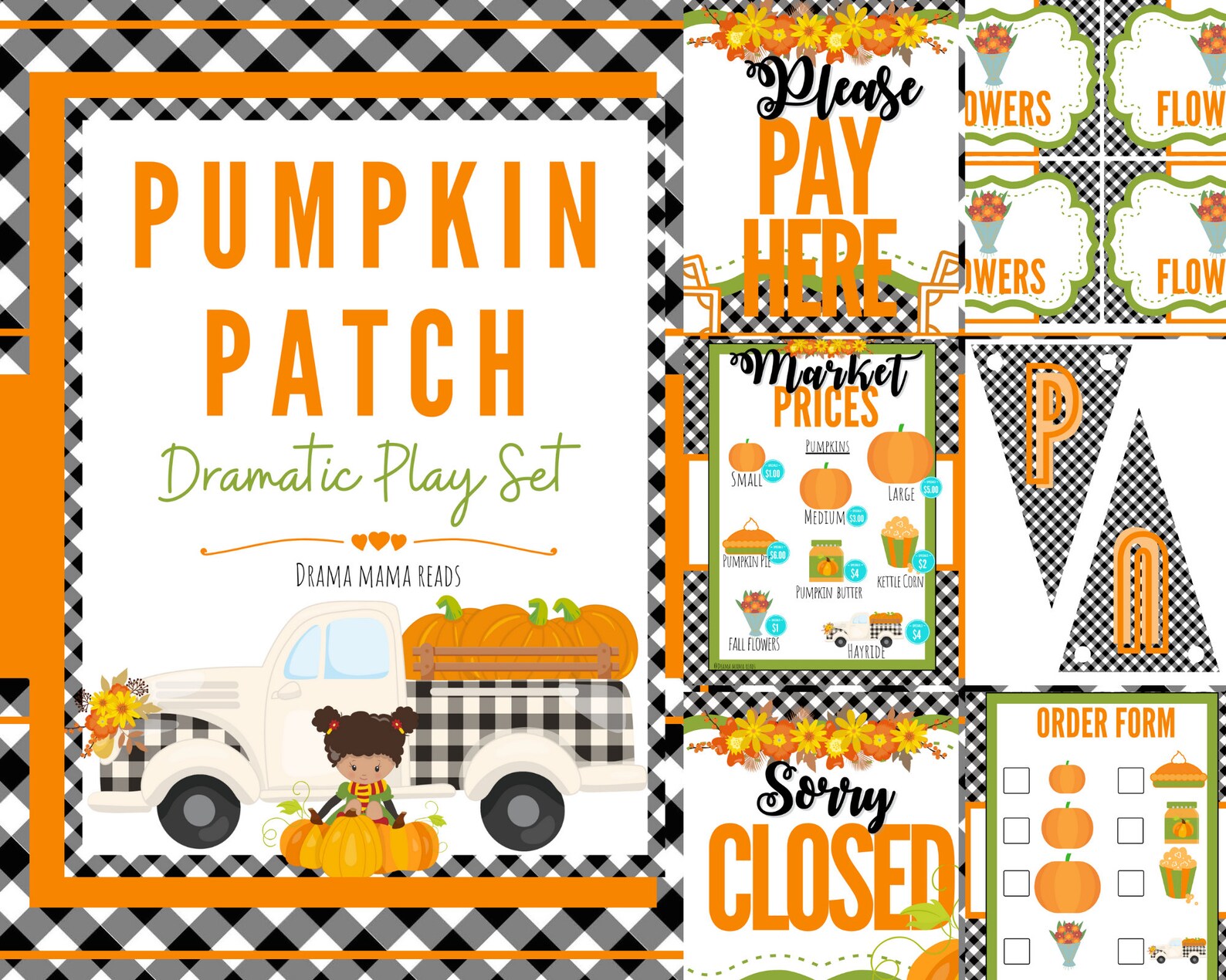 PRINTABLE Pumpkin Patch Dramatic Play Set, Pretend Play, Preschool ...