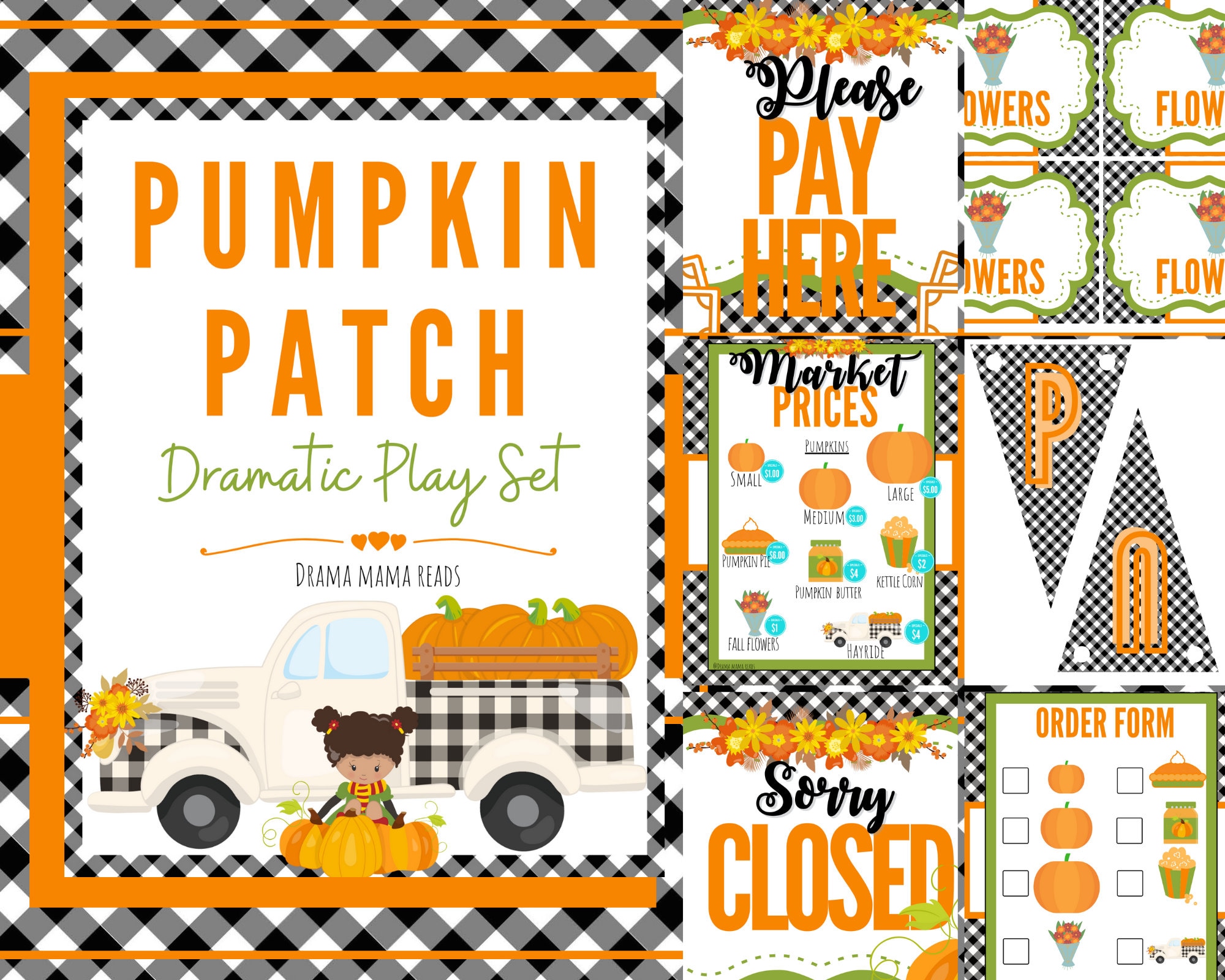 PRINTABLE Pumpkin Patch Dramatic Play Set, Pretend Play, Preschool ...