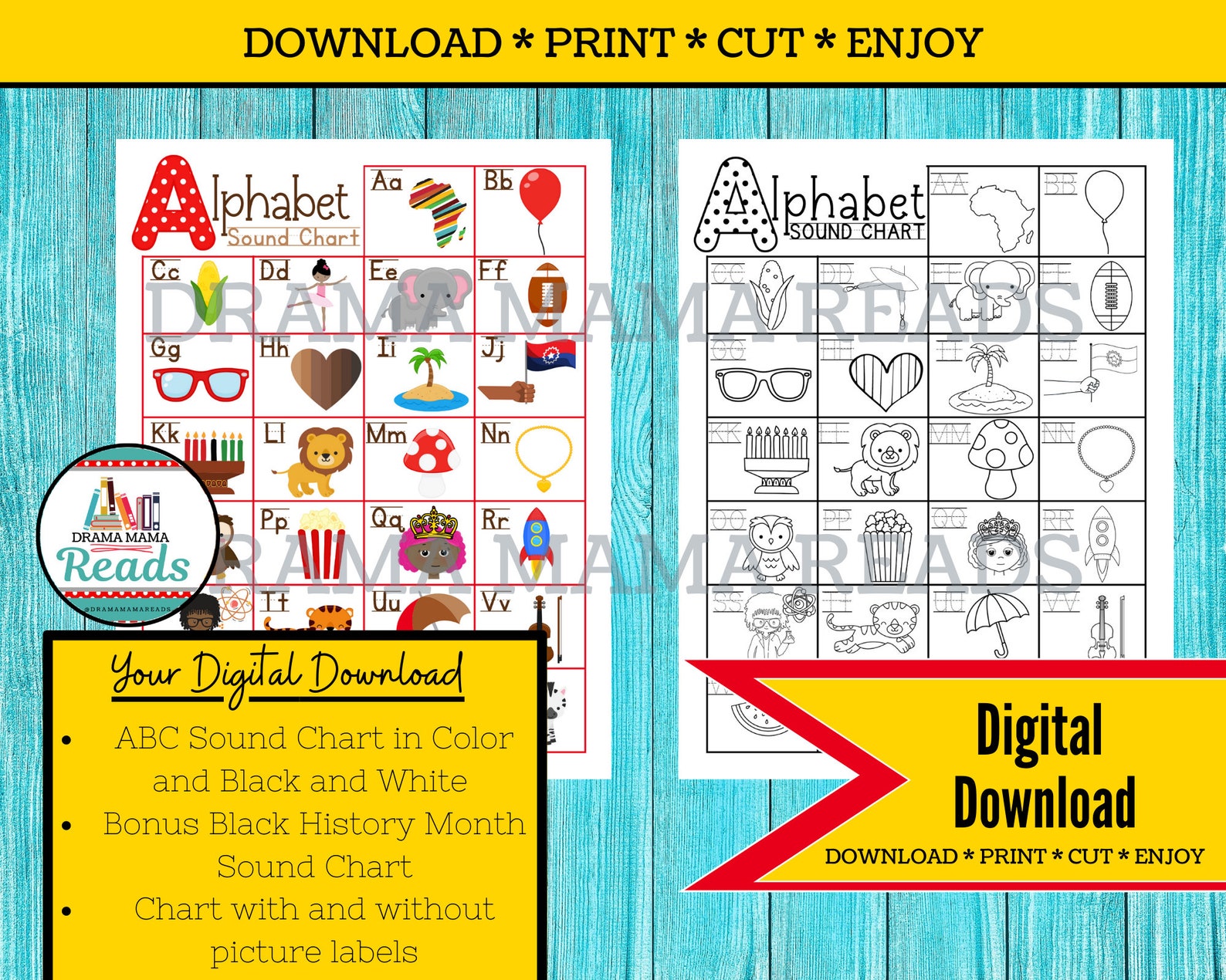 PRINTABLE ABC Letter Sounds Chart, Beginning Sounds, Black History ...