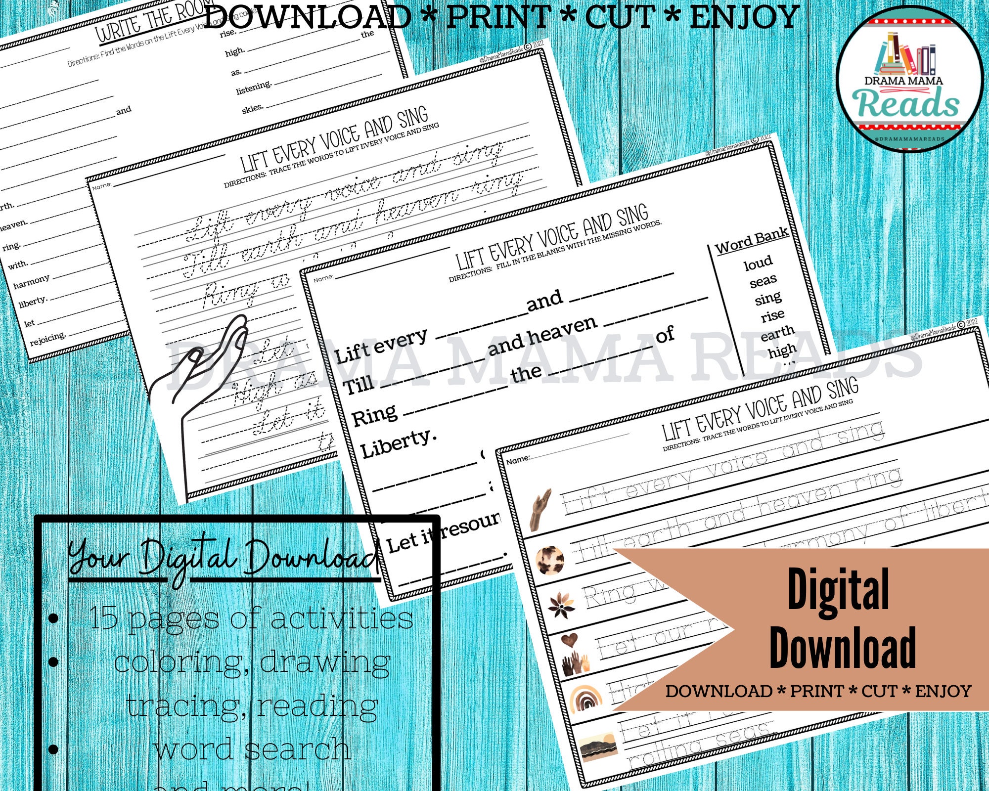 PRINTABLE Lift Every Voice and Sing Worksheets * Homeschool * First ...