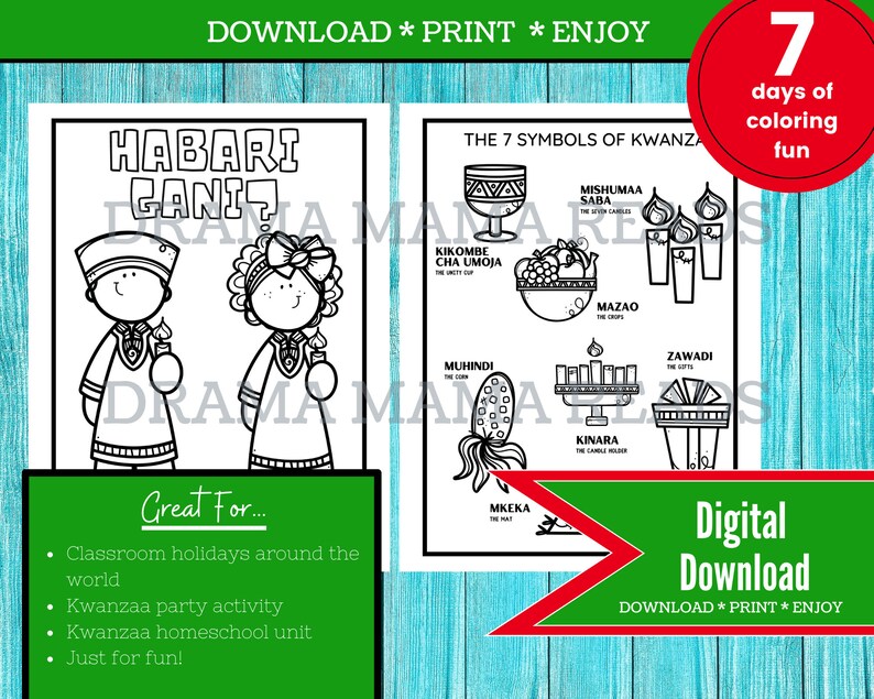 PRINTABLE Kwanzaa Coloring Pages, Kwanzaa for Kids, Holidays Around the ...