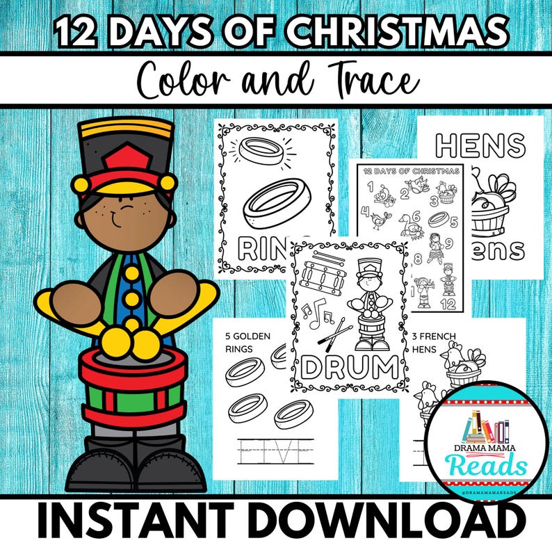 12 Days of Christmas Coloring Book, Color and Trace (digital Download ...
