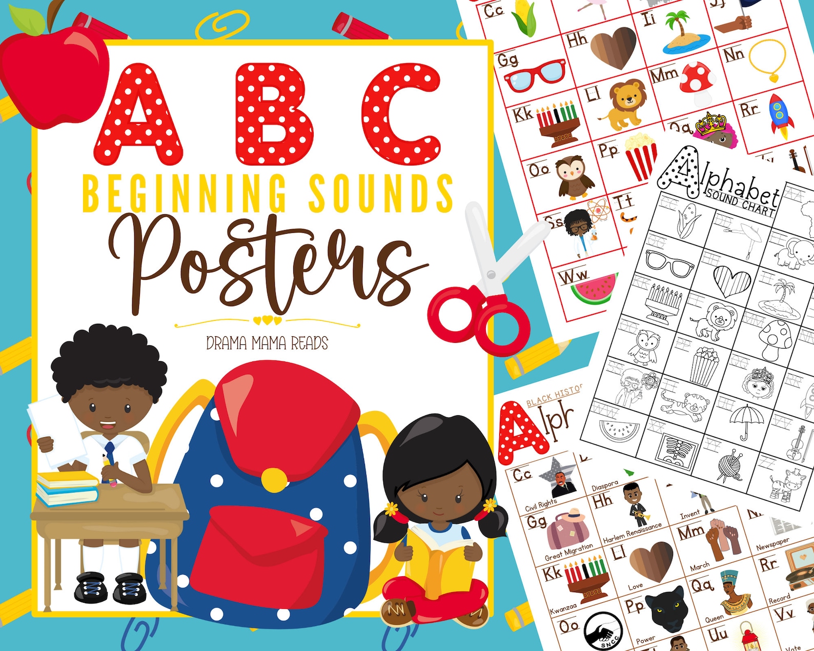 PRINTABLE ABC Letter Sounds Chart, Beginning Sounds, Black History ...
