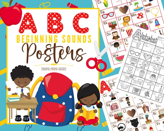PRINTABLE ABC Letter Sounds Chart Beginning Sounds Black - Etsy