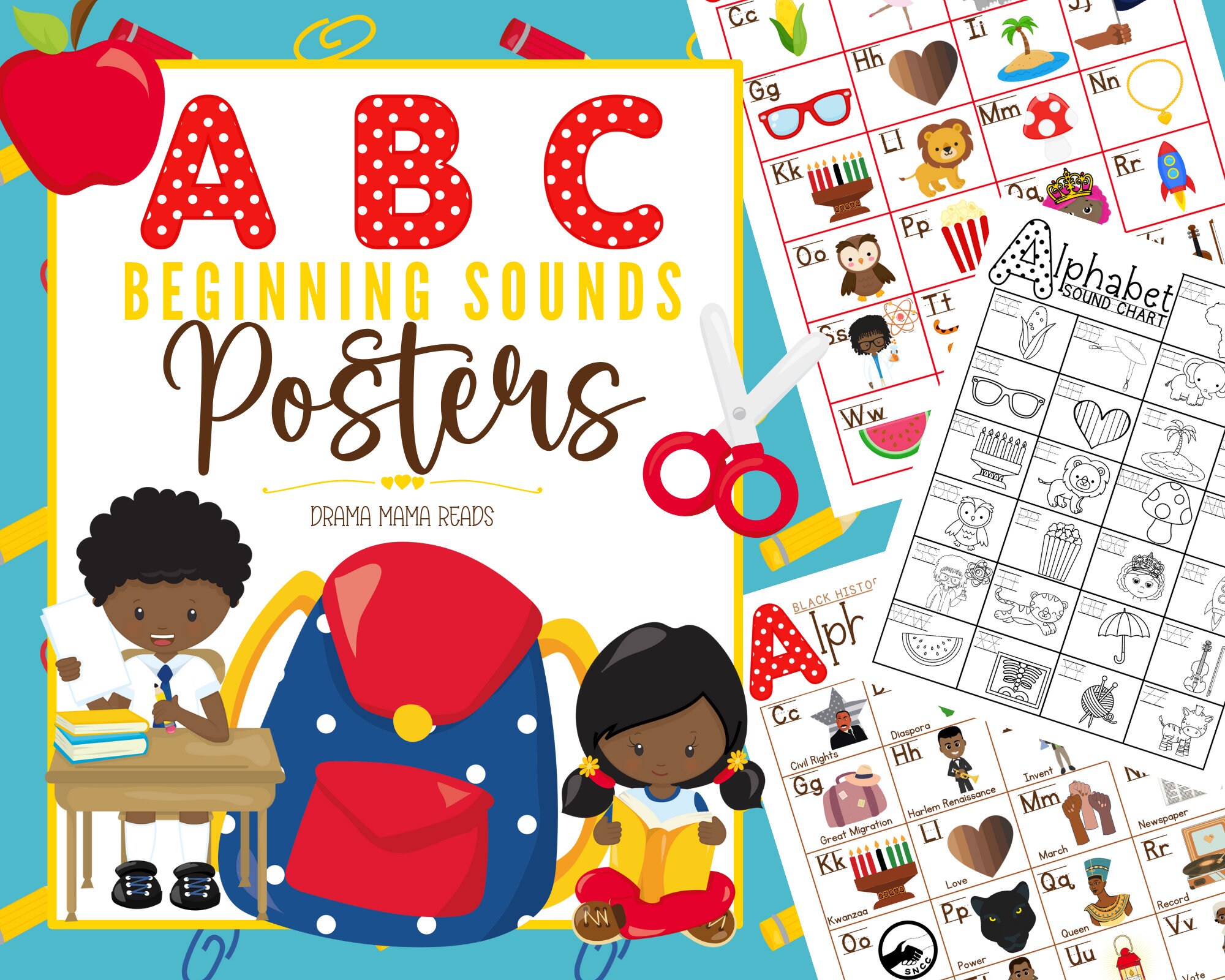 PRINTABLE ABC Letter Sounds Chart, Beginning Sounds, Black History ...