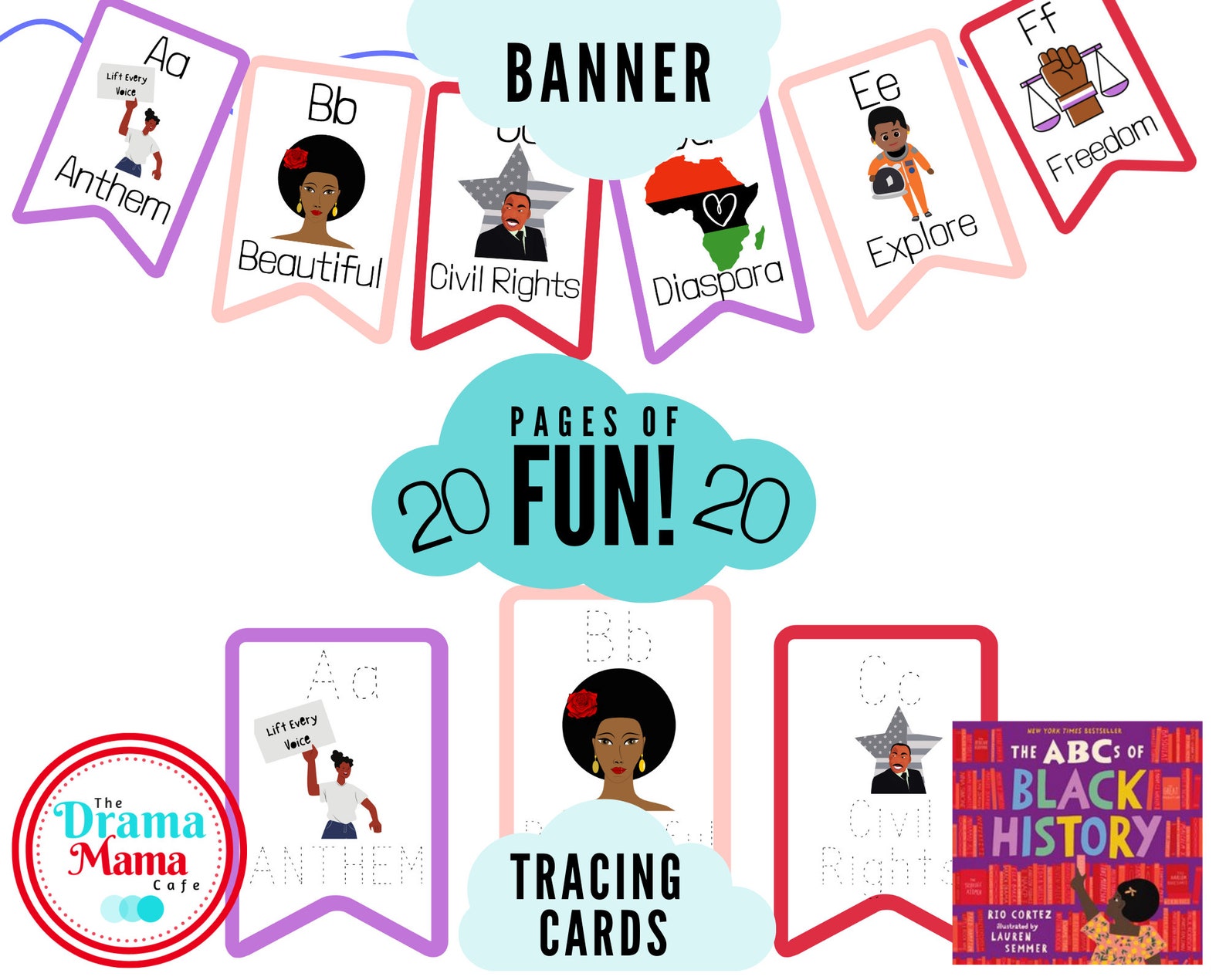 Black History Month Banner and Tracing Cards, Kids Activity - Etsy
