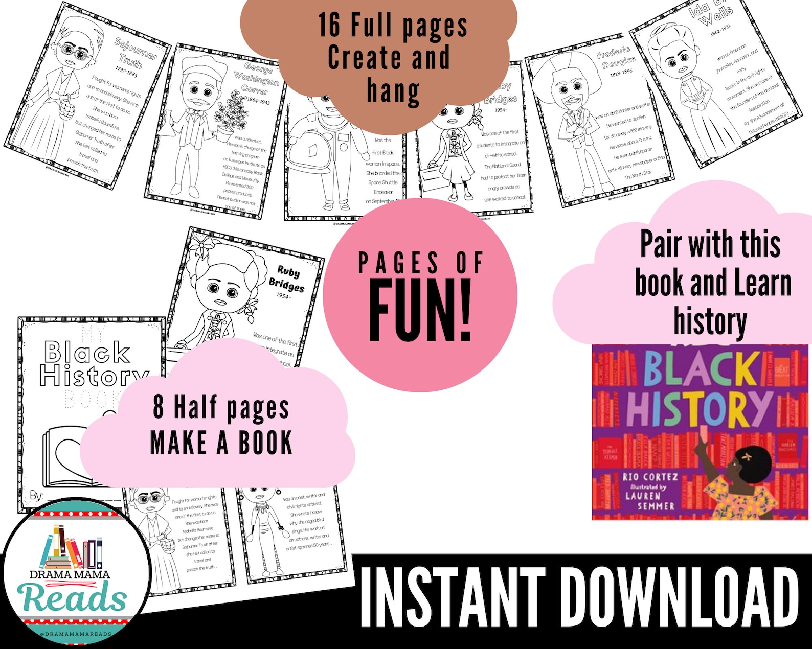 PRINTABLE Black History Month Coloring Book, Black History Kids ...