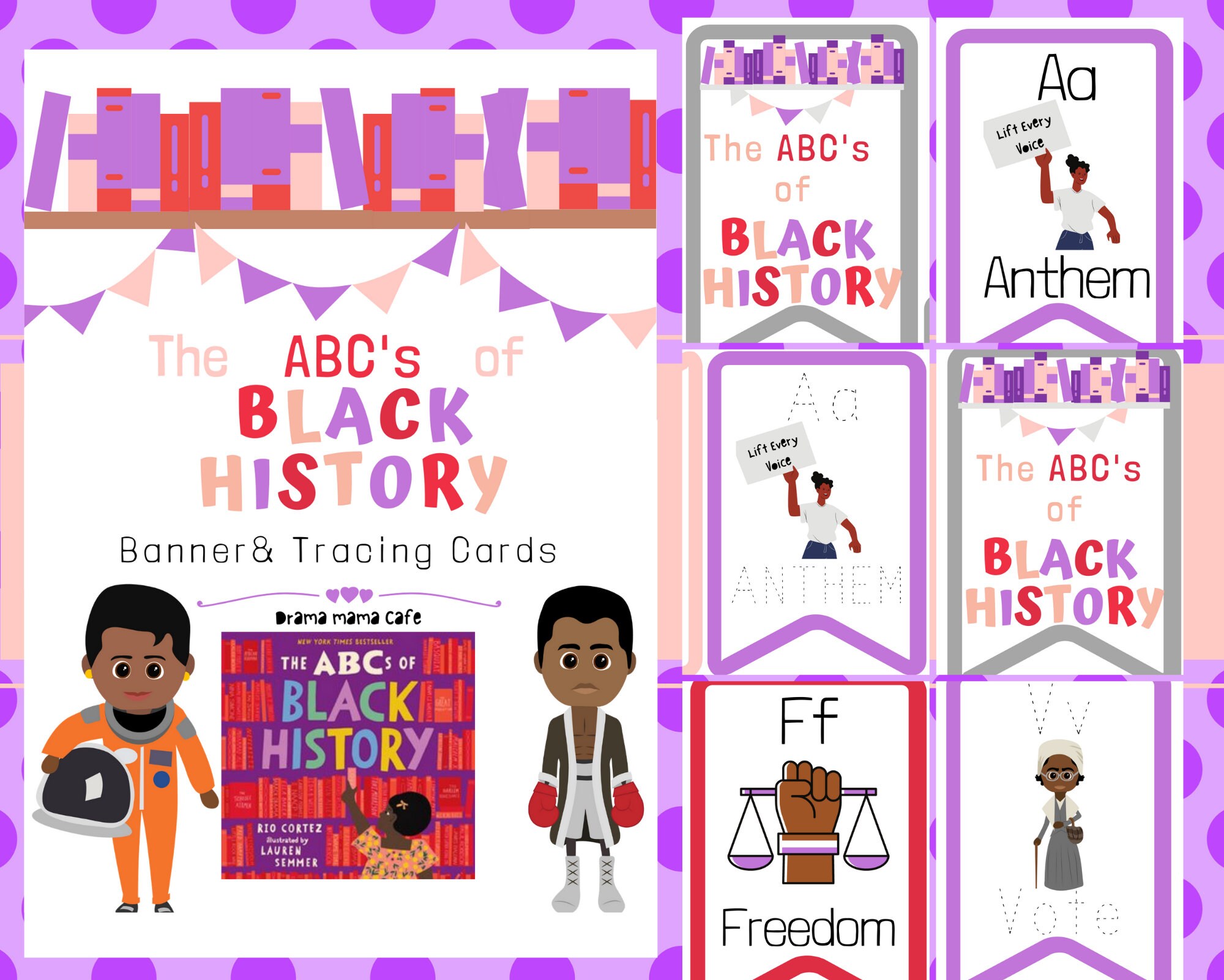 Black History Month Banner and Tracing Cards, Kids Activity - Etsy