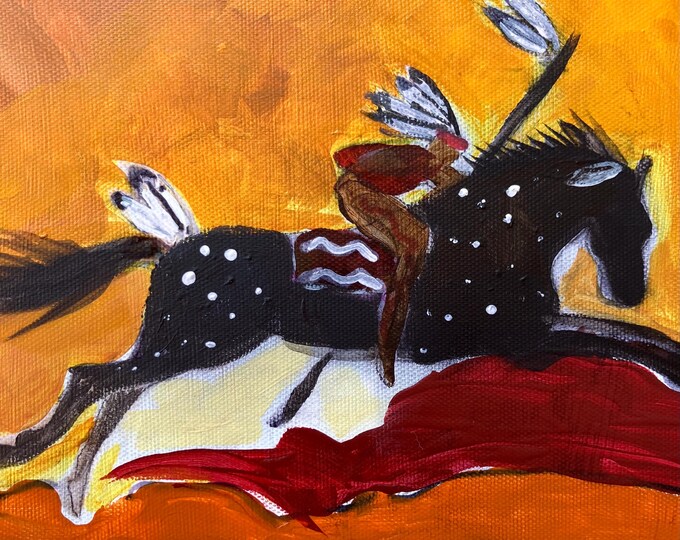 Native American Painting , “wanted” 8 X 8 X 1 Inch, Gallery Wrapped ...