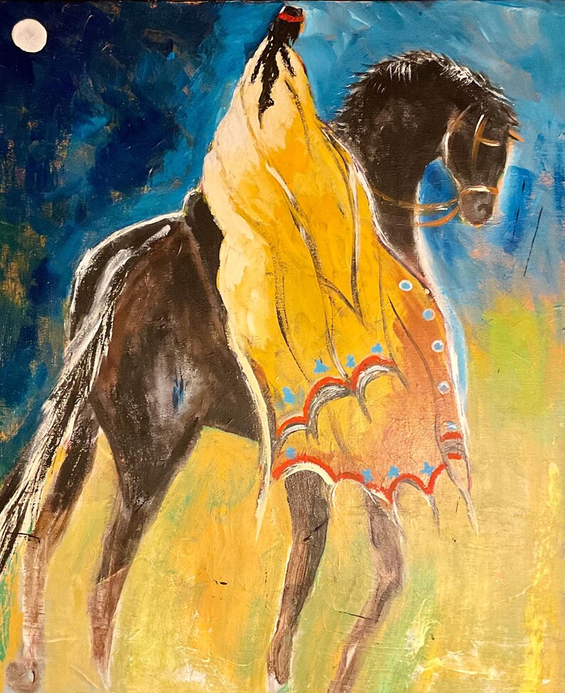 Indigenous Painting, Native American, her Beautiful Yellow Blanket 24 X ...