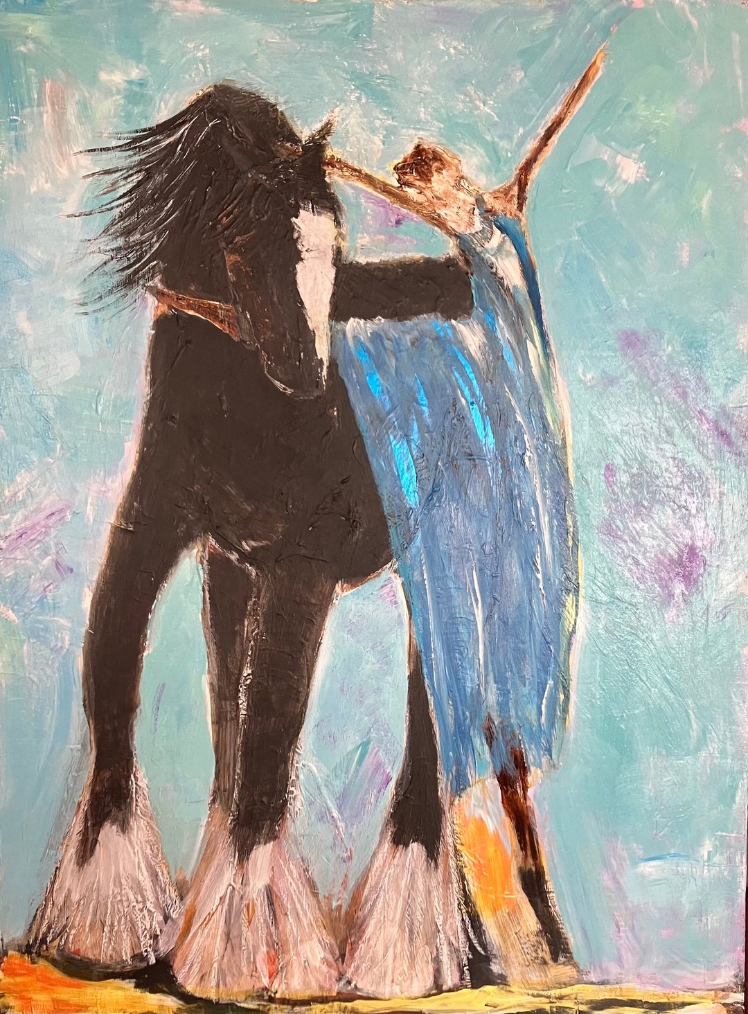 Horse Painting “ Her Favorite Dance Partner” 30 X 40 X 2 Abstract ...
