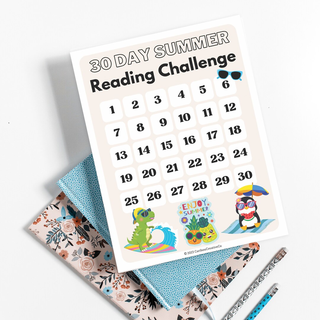 Summer Reading Challenge Digital Download Book Reading Chart for Kids ...