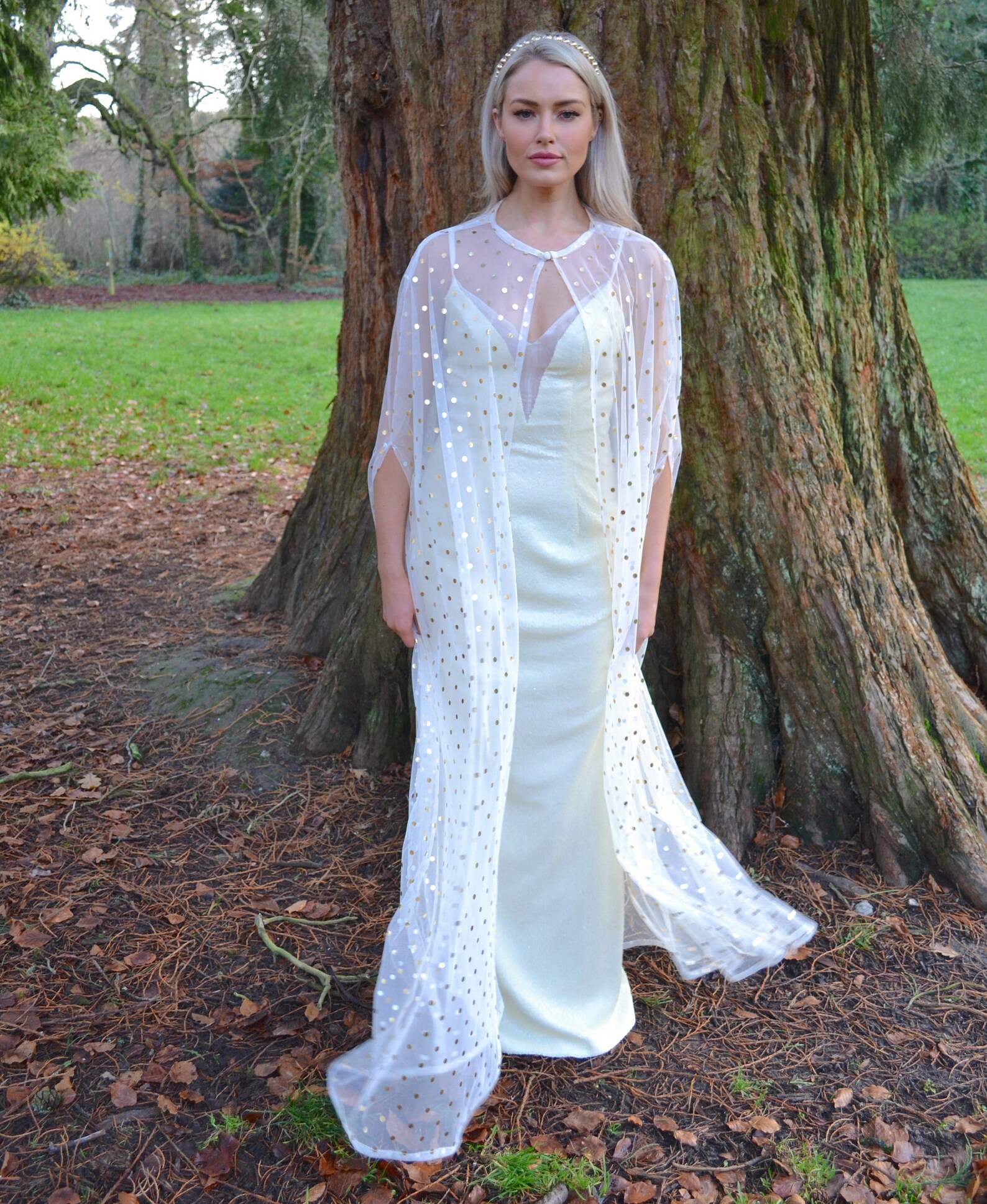 Long Bridal Cape / Sheer Metallic Wedding Jacket / Alternative | Etsy