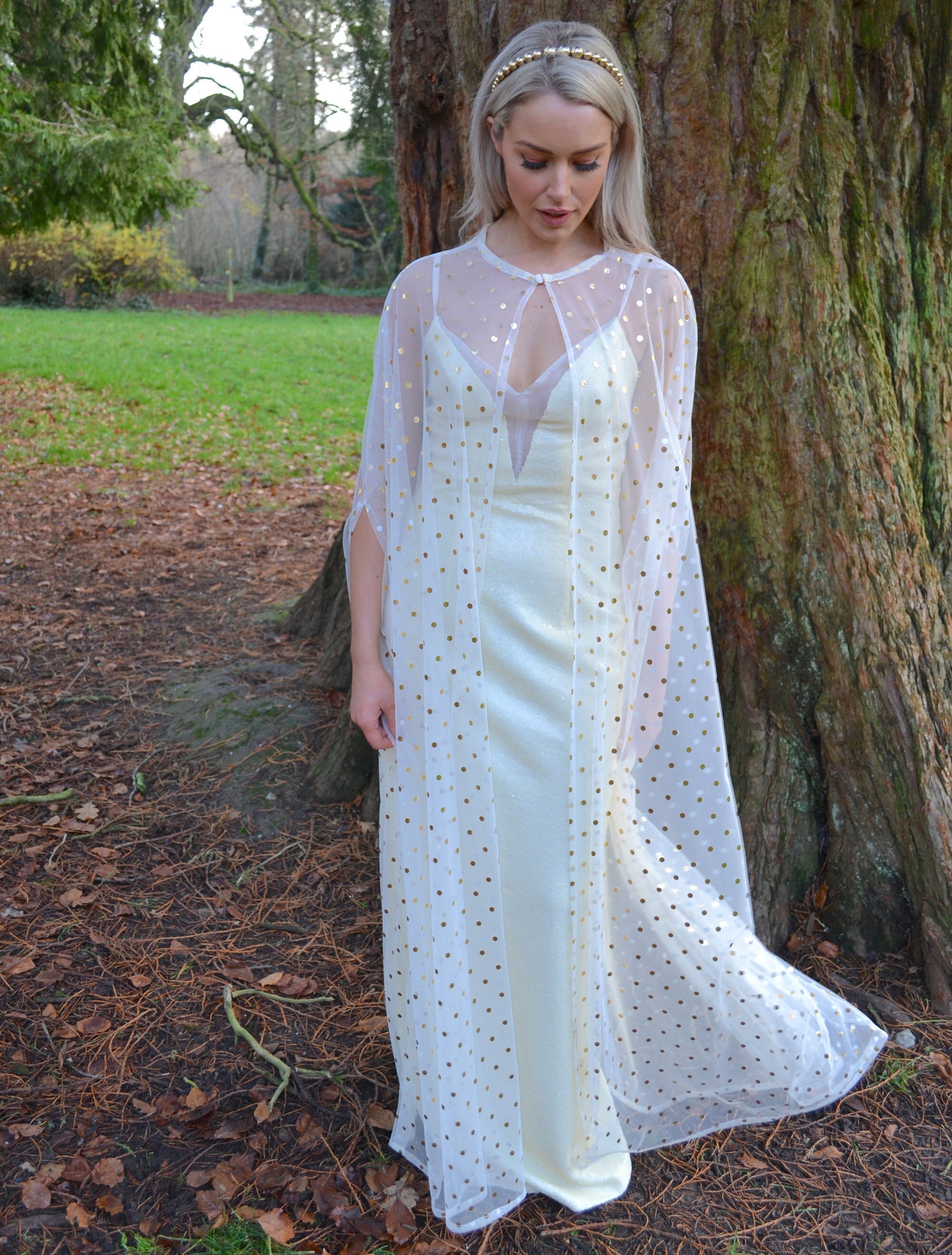 Long Bridal Cape / Sheer Metallic Wedding Jacket / Alternative | Etsy