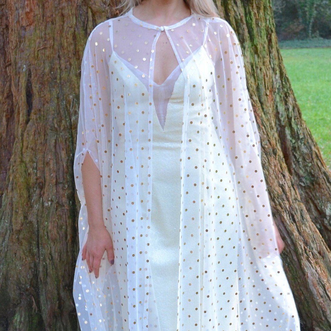 Long Bridal Cape / Sheer Metallic Wedding Jacket / Alternative | Etsy