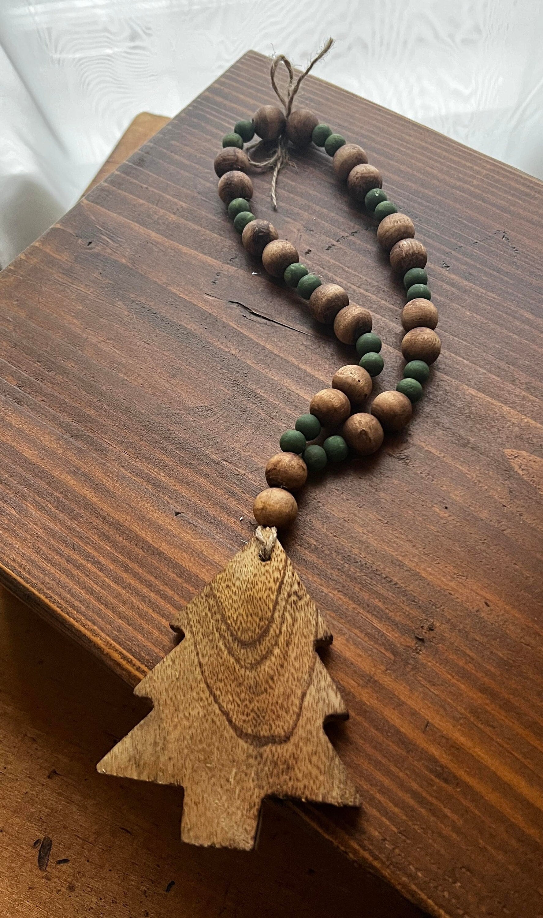 Christmas Tree Wood Bead Garland / Farmhouse Beads / Gratitude - Etsy