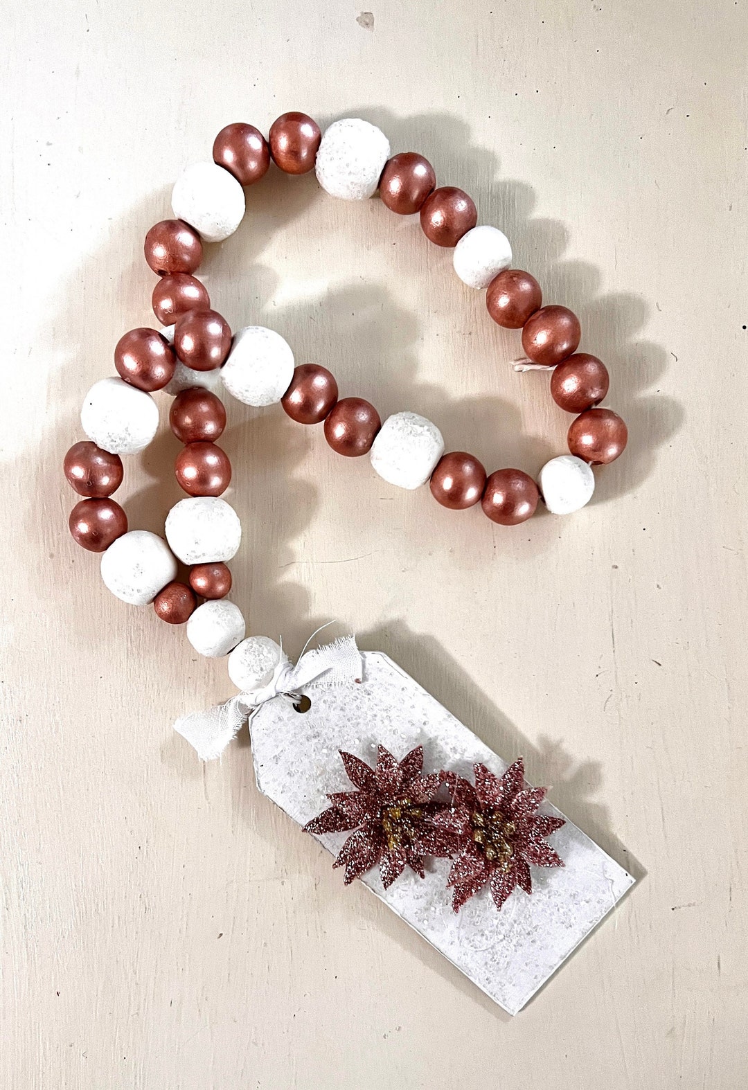 Blessing Beads / Holiday Wood Bead Garland / Farmhouse Beads ...