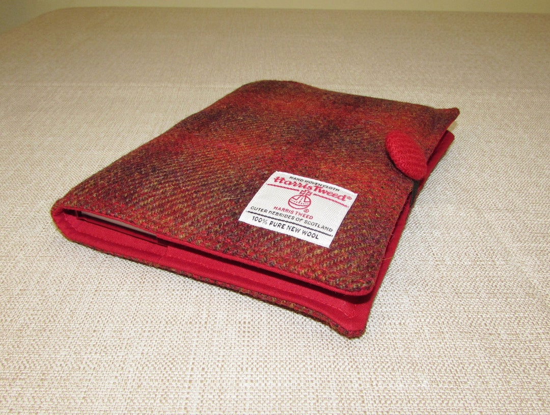 Harris Tweed Padded A5 Notebook Cover - Red Brown Check - With Notebook ...