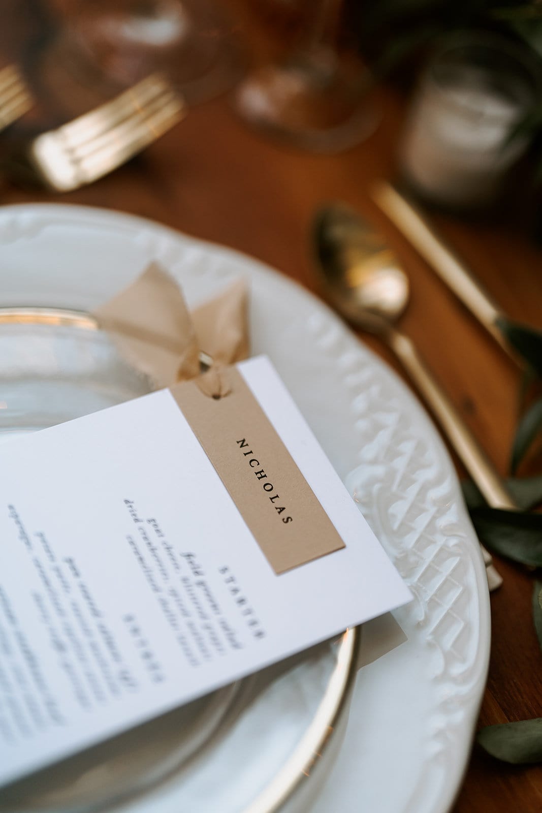 Wedding Menu With Place Card & Ribbon - Etsy