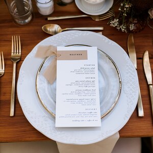 Wedding Menu With Place Card & Ribbon - Etsy