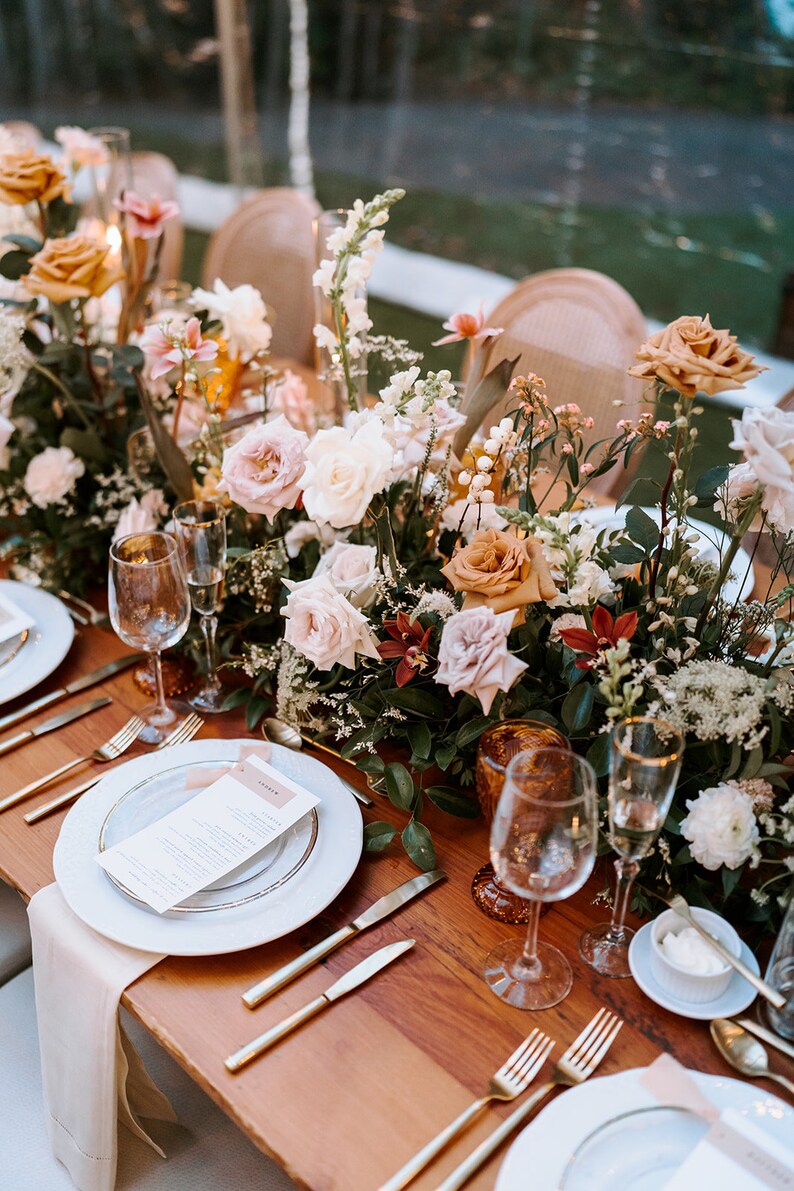 Wedding Menu With Place Card & Ribbon - Etsy