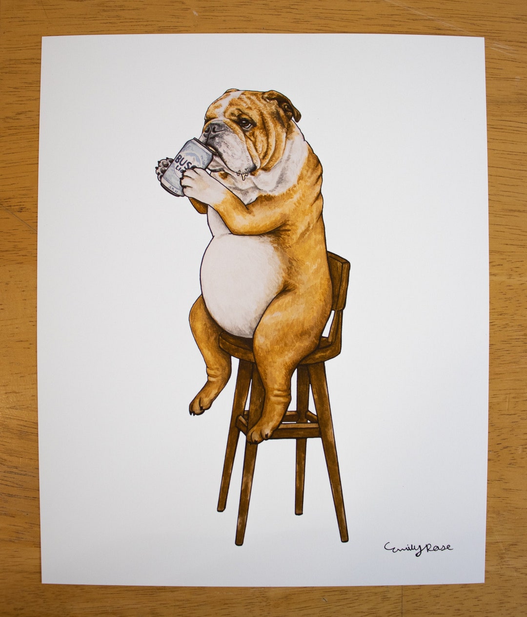 Dog Drinking Beer Painting, Funny Animal Art, Fine Art Print - Etsy