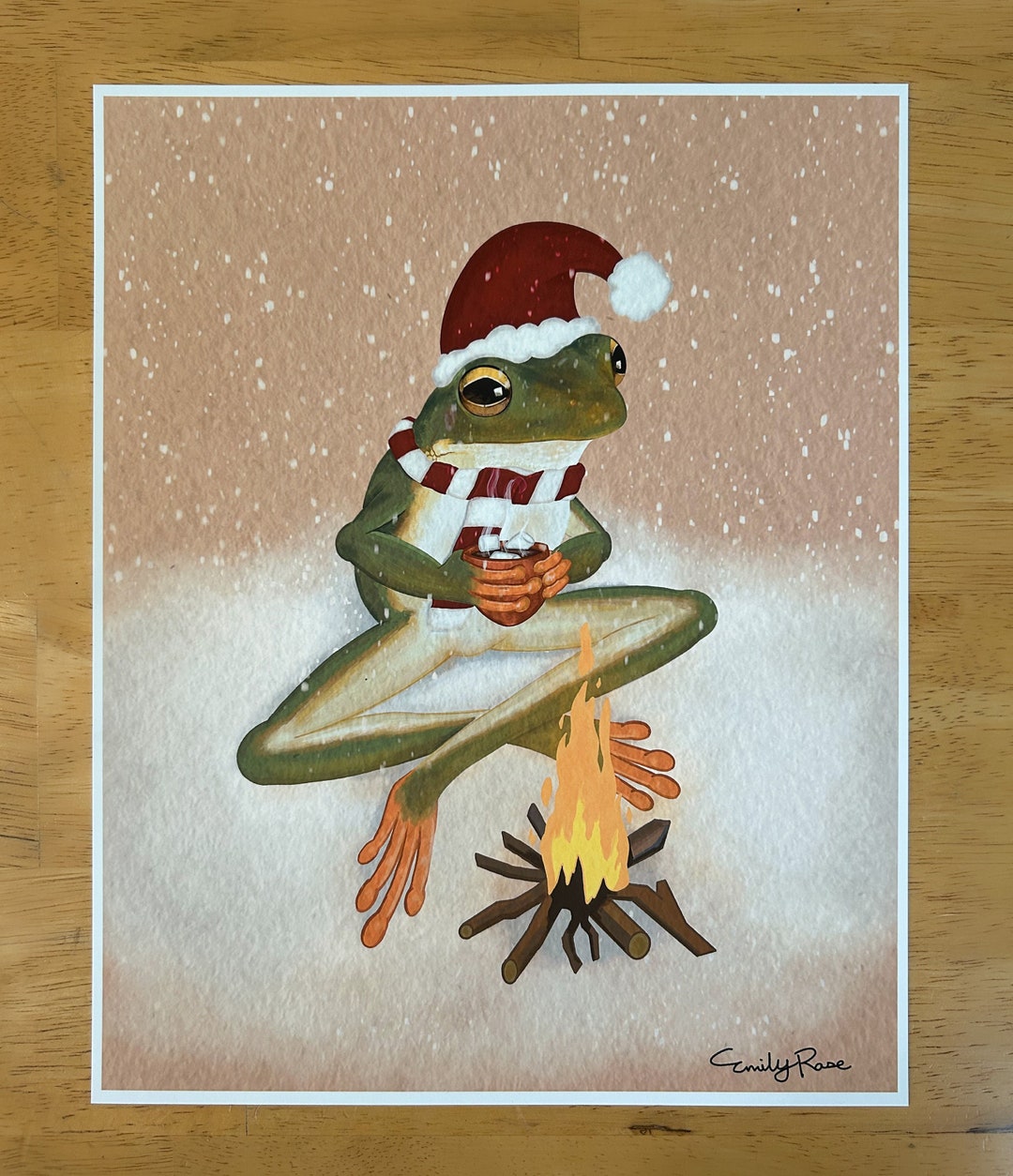 Festive Frog Art Print, Holiday Frog, Christmas Frog, Treefrog Cute Art ...