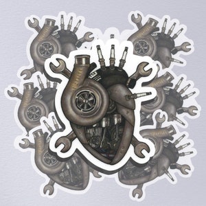 Engine Heart Decal Sticker - Mechanical Heart Decal Sticker - Die Cut ...