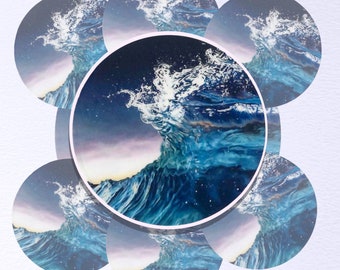 6 Black and White Wave Sticker Surf Beach Ocean Laptop - Etsy