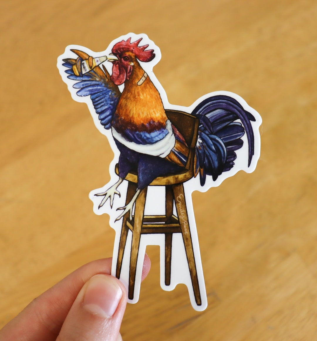 Rooster Drinking A Beer Sticker - Etsy