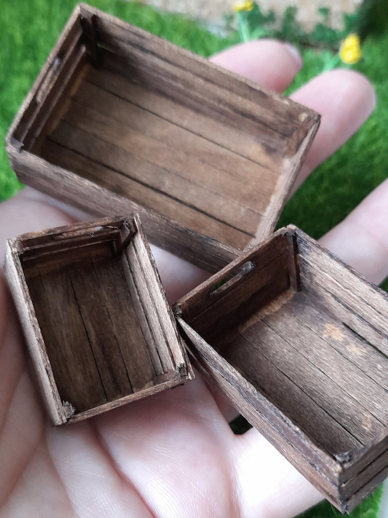 Miniature Set Palms Cacti Plants Wooden Boxes Dollhouse Scale - Etsy
