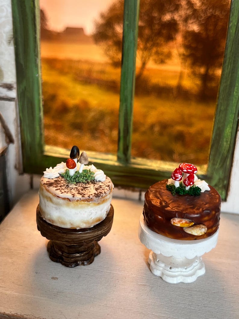 Miniature Forest Cakes, Dollhouse, Doll, Goblincore, Cottage, Mushrooms ...