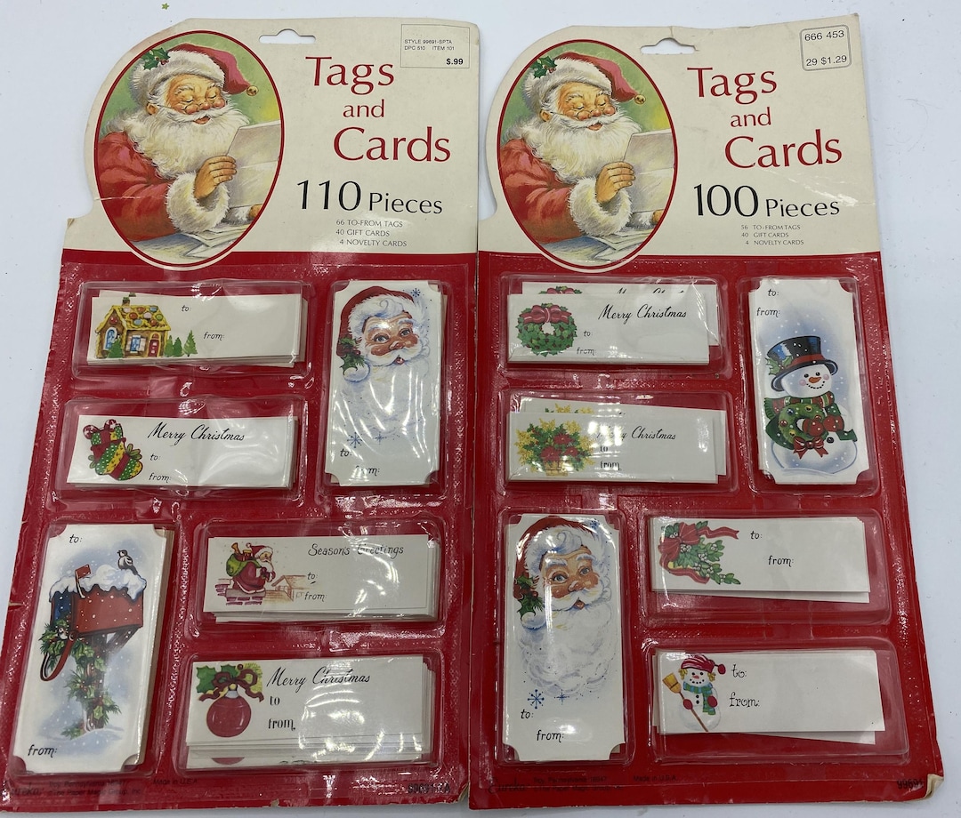 2 Packages of Vintage Christmas Gift Tags, Vintage Holiday Gift Tags ...