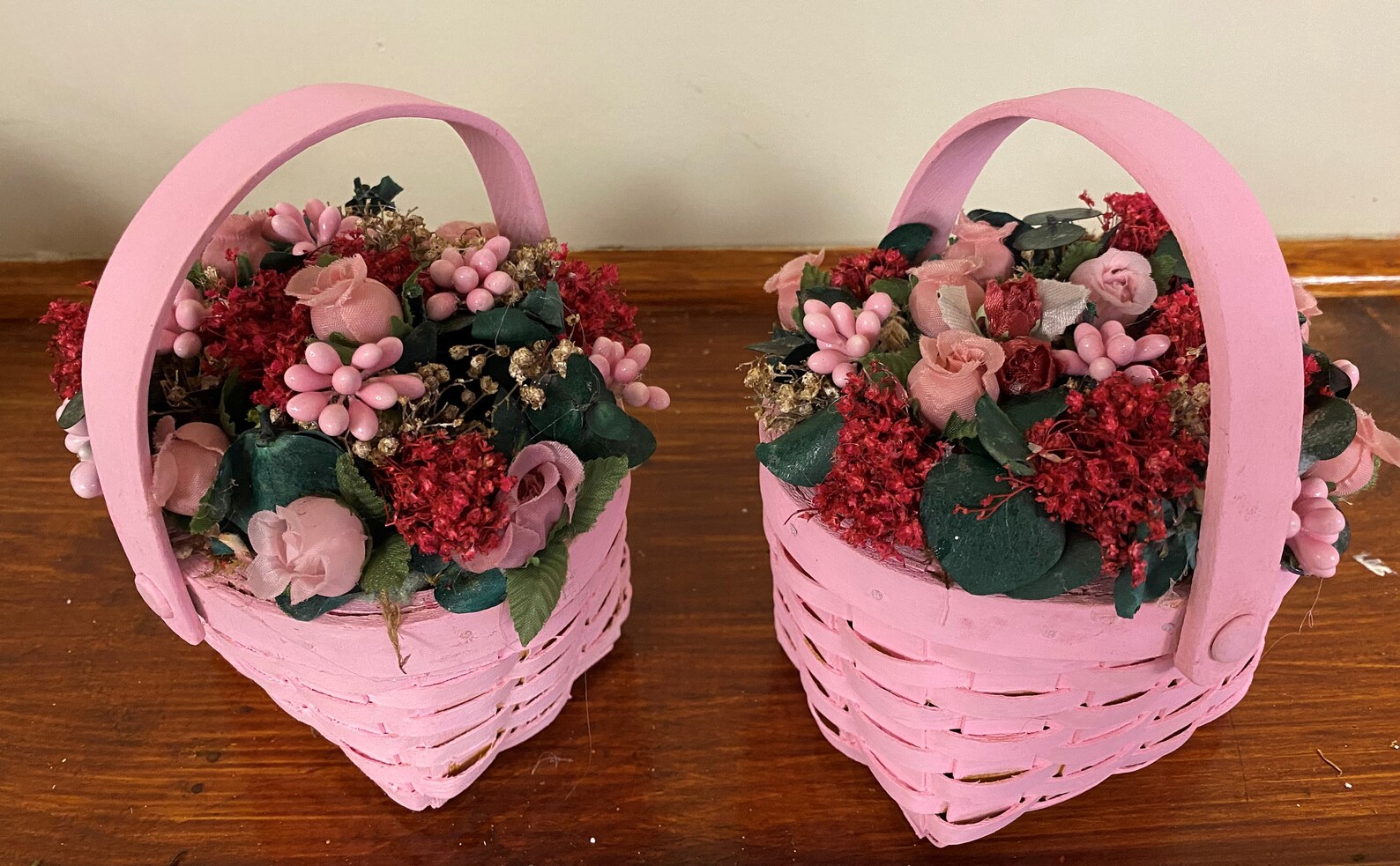 Pink Decorative Baskets Pink Flowers Mothers Day Gift - Etsy