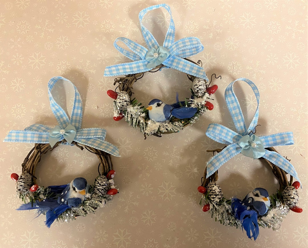 Blue Bird Christmas Ornaments, Country Christmas Decor, Blue Bird ...