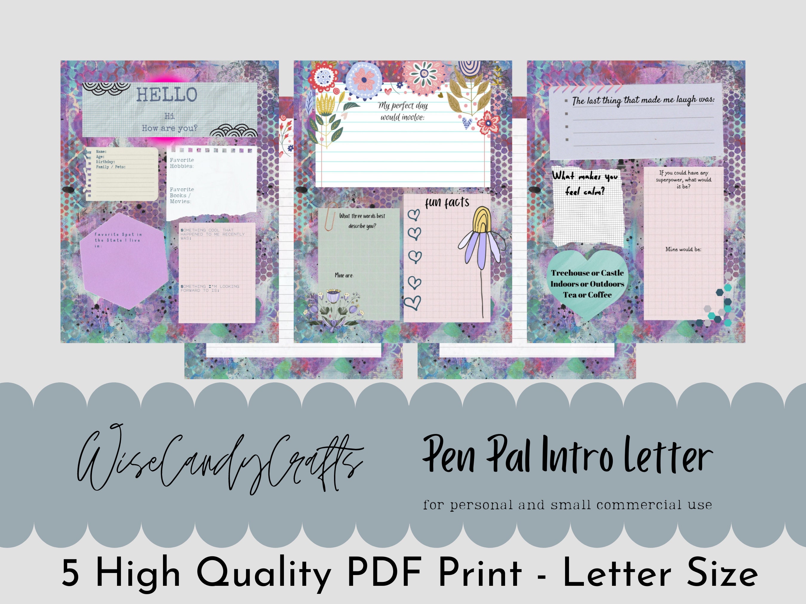 Printable Pen Pal Template Easy Intro Letter Minimalist Mixed Media ...