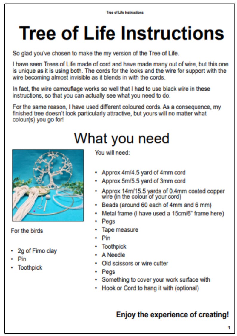 Tree of Life Instructions - Etsy