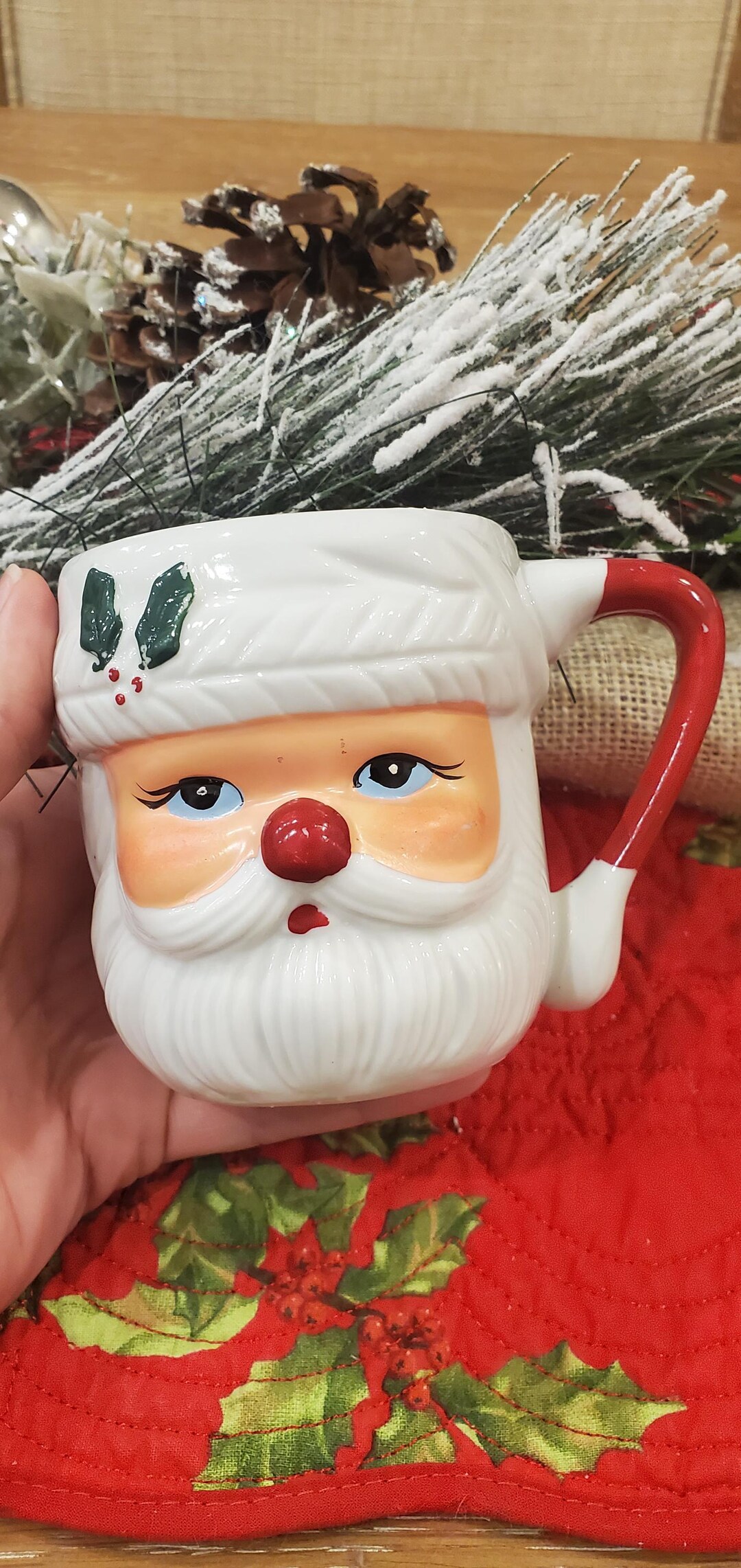 Vintage Transpac Santa Face Shaped Mug Hand-painted - Etsy